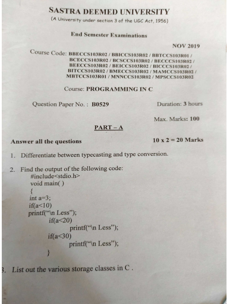 C Old Question Nov 2019 | PDF