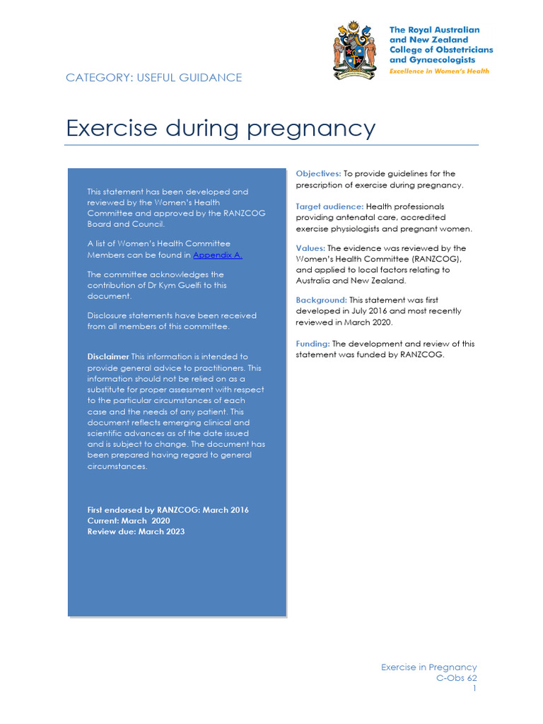 Exercise During Pregnancy Guidance | PDF | Pregnancy | Physical Fitness
