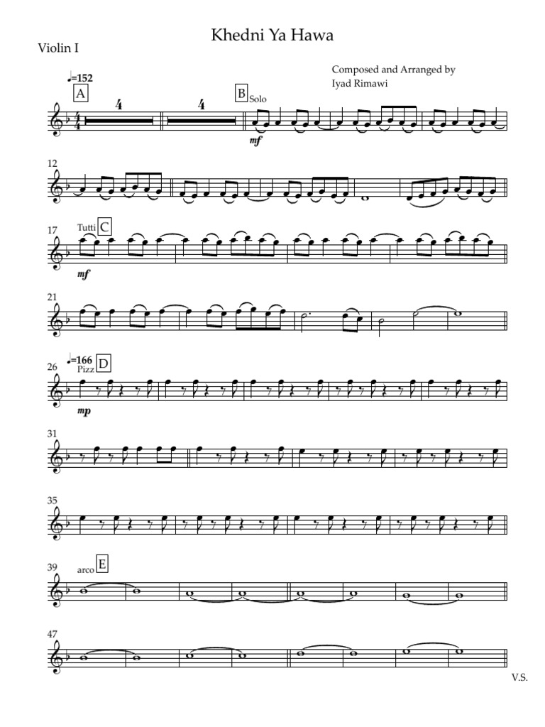 Khedni Ya Hawa - Violin I | PDF