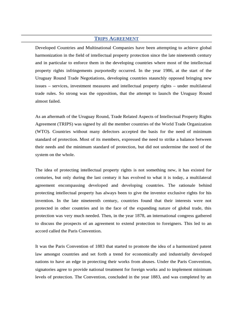 TRIPS Agreement | PDF | Trips Agreement | Intellectual Property