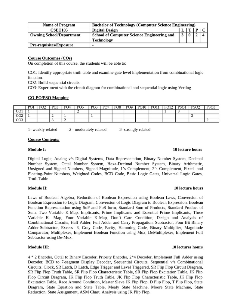 Syllabus Scheme CSET105 | PDF | Boolean Algebra | Teaching Mathematics
