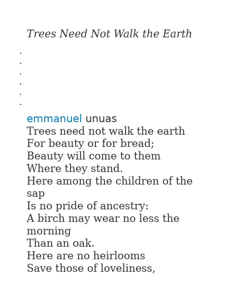 Trees Need Not Walk The Earth | PDF