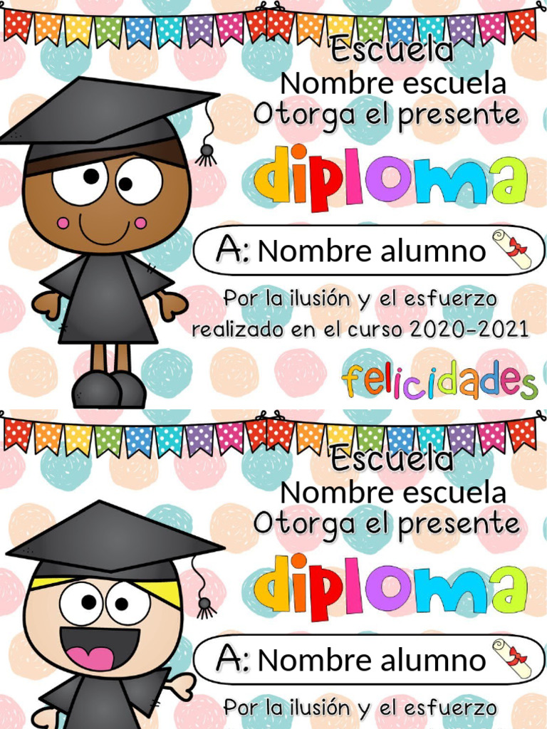 Diplomas Fin de Cursos 2020 2021 Editables | PDF