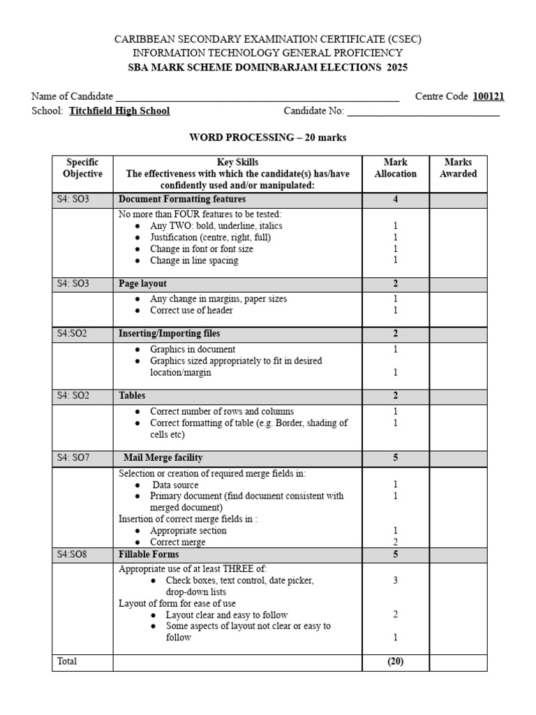 Information Technology Mark Scheme 2025 | PDF | Spreadsheet | Page Layout