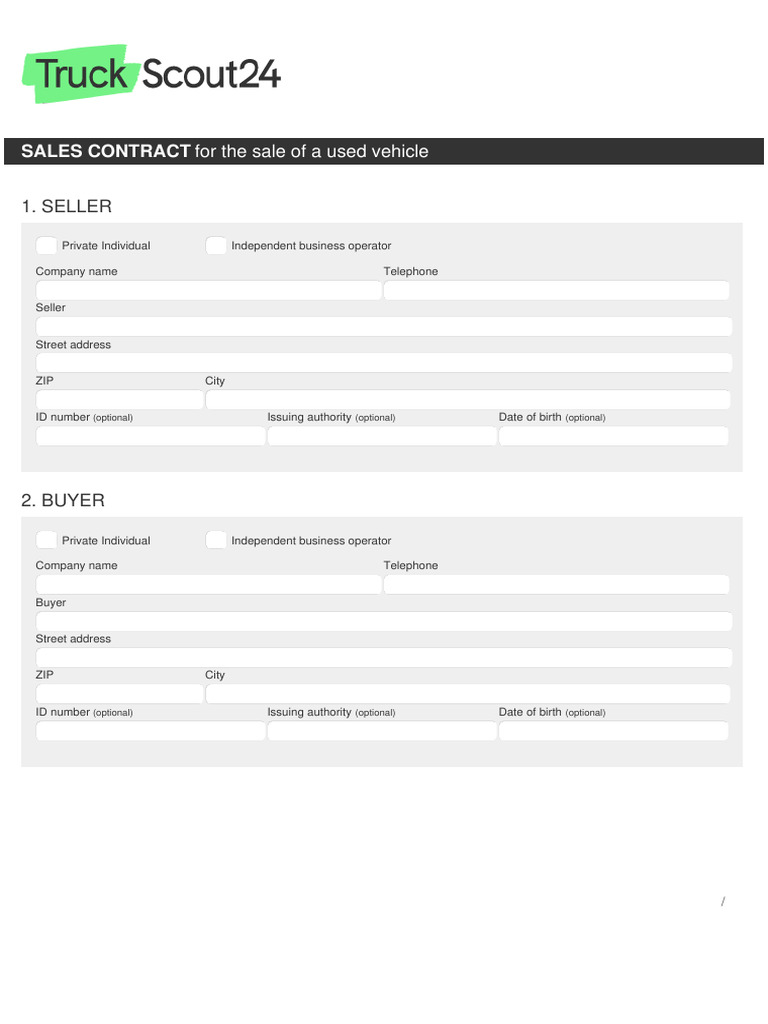 Used Vehicle Sales Contract Template | PDF | Legal Liability | Sales