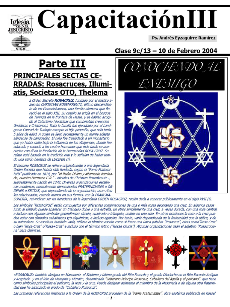 Principales Sectas Rosacruces y Esoterismo | PDF | Rosacruces | Illuminati