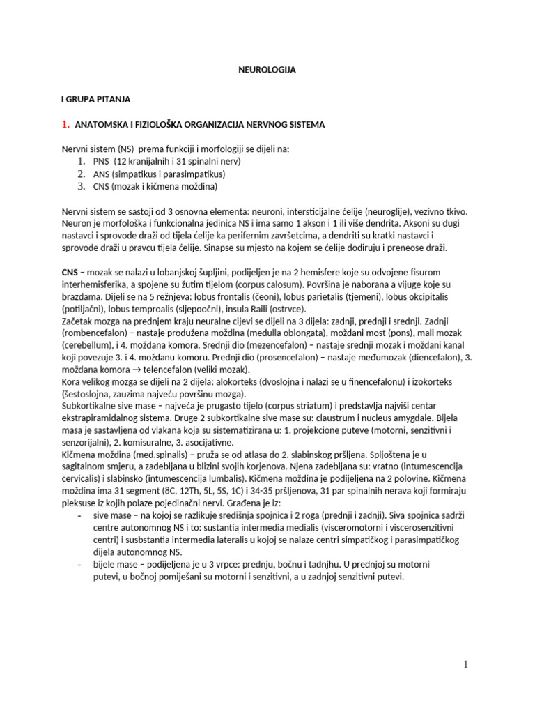 NEUROLOGIJA-1 | PDF