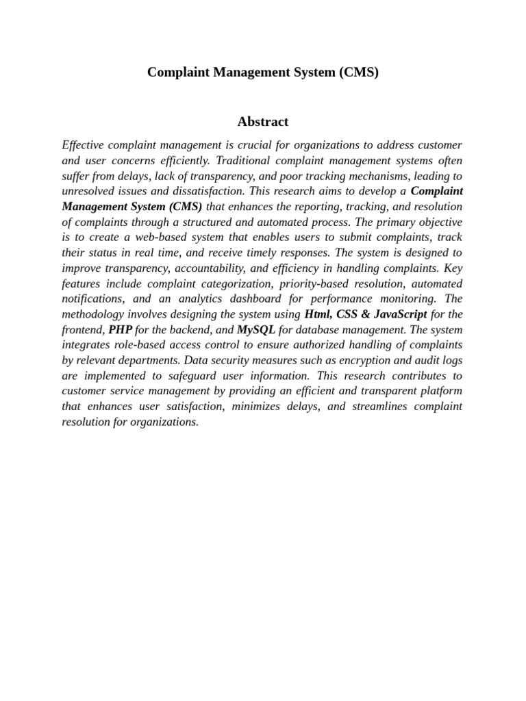 Web-Based Complaint Management System | PDF
