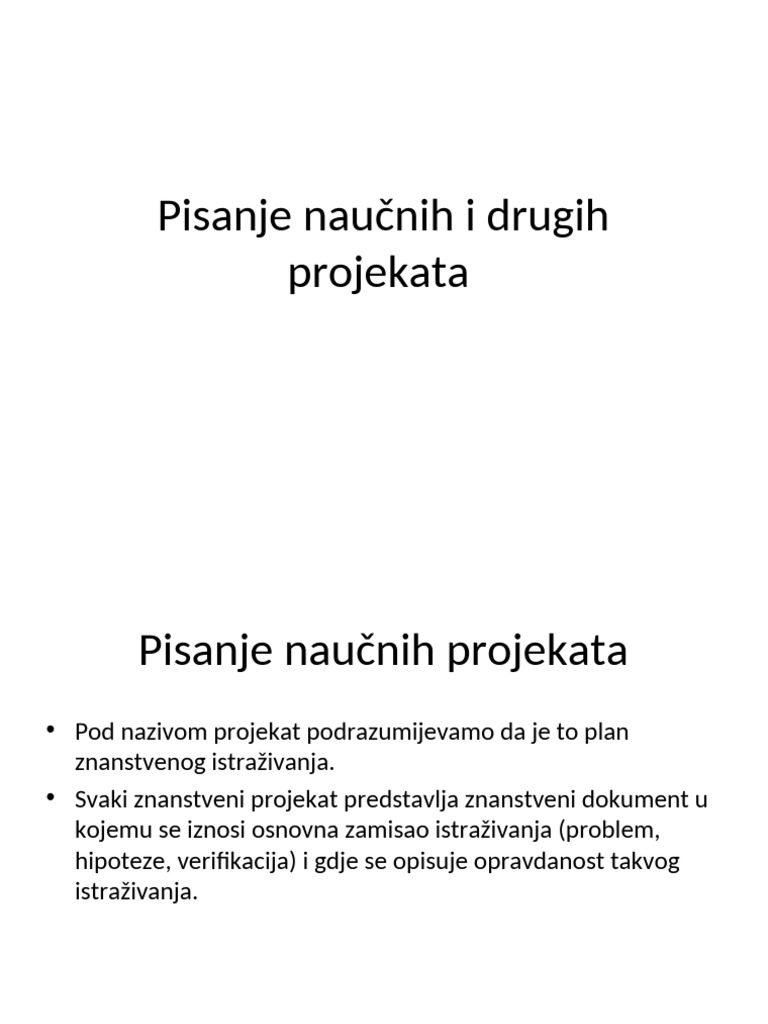 Pisanje Naučnih I Drugih Projekata | PDF