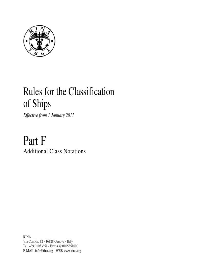 RINA Rules For The Classification of Ships Effective From 1 January ...