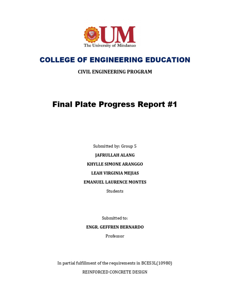 Civil Engineering Final Progress Report | PDF