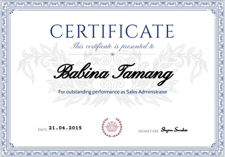 Babina Certificate | PDF