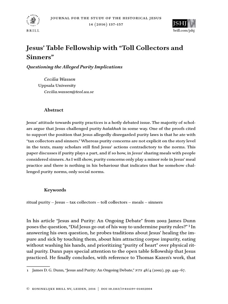 Jesus Table Fellowship With Toll Collectors and Sinners 2016 | PDF ...