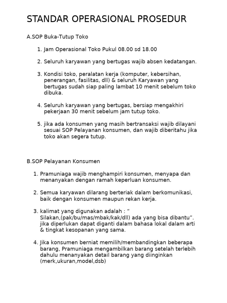 Standar Operasional Prosedur | PDF