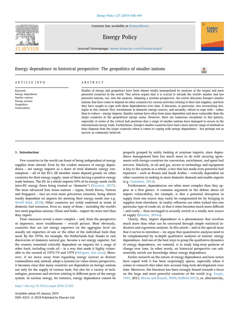 Energy Dependence of Smaller Nations | PDF | Natural Gas | Energy ...