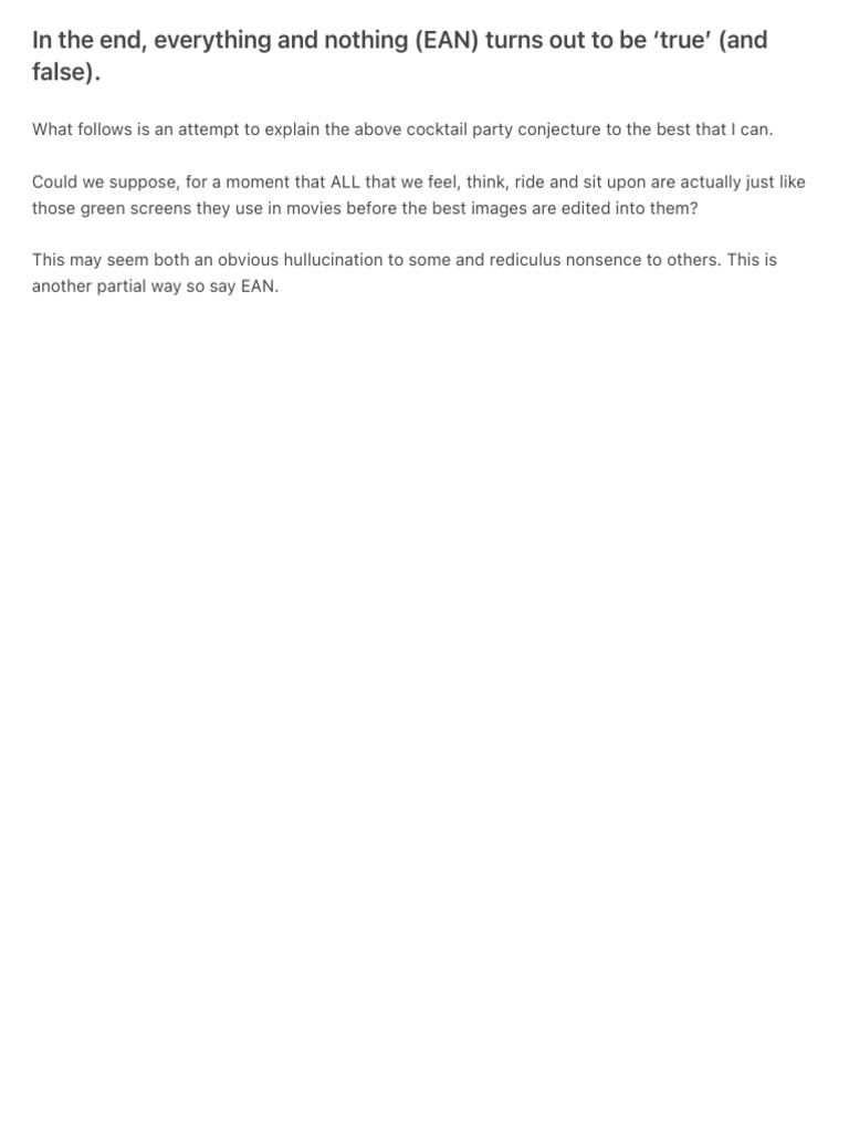 In The End, Everything and Nothing (EAN) Turns Out To Be True' (And | PDF