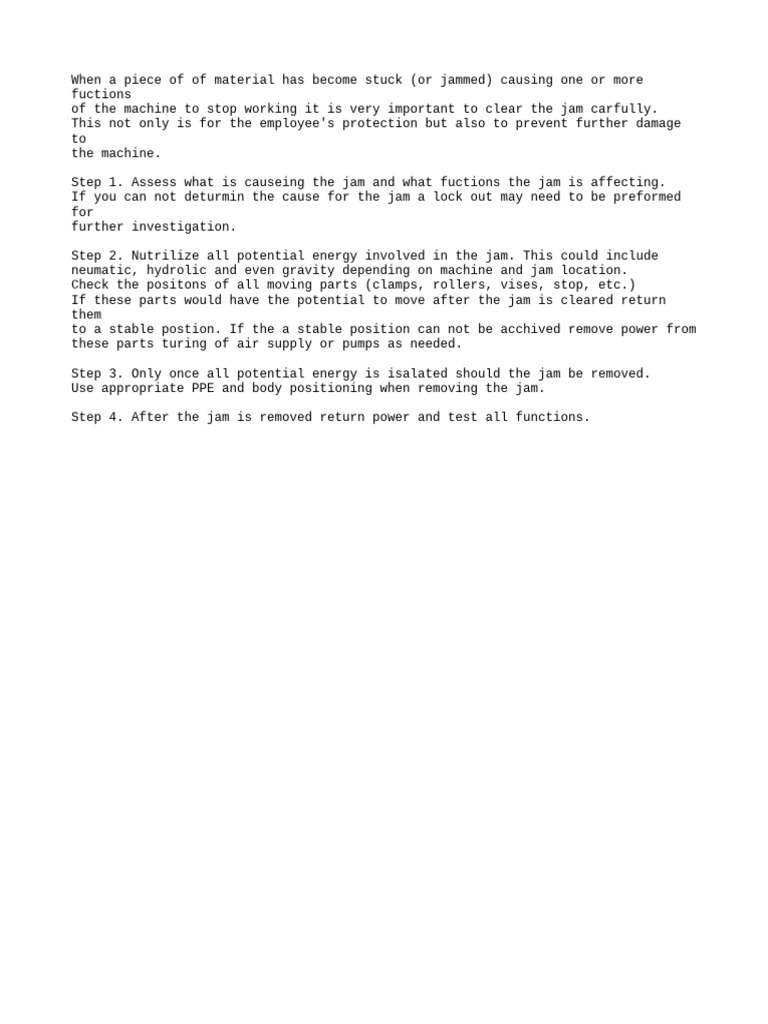 Clearing Jam Procedure | PDF