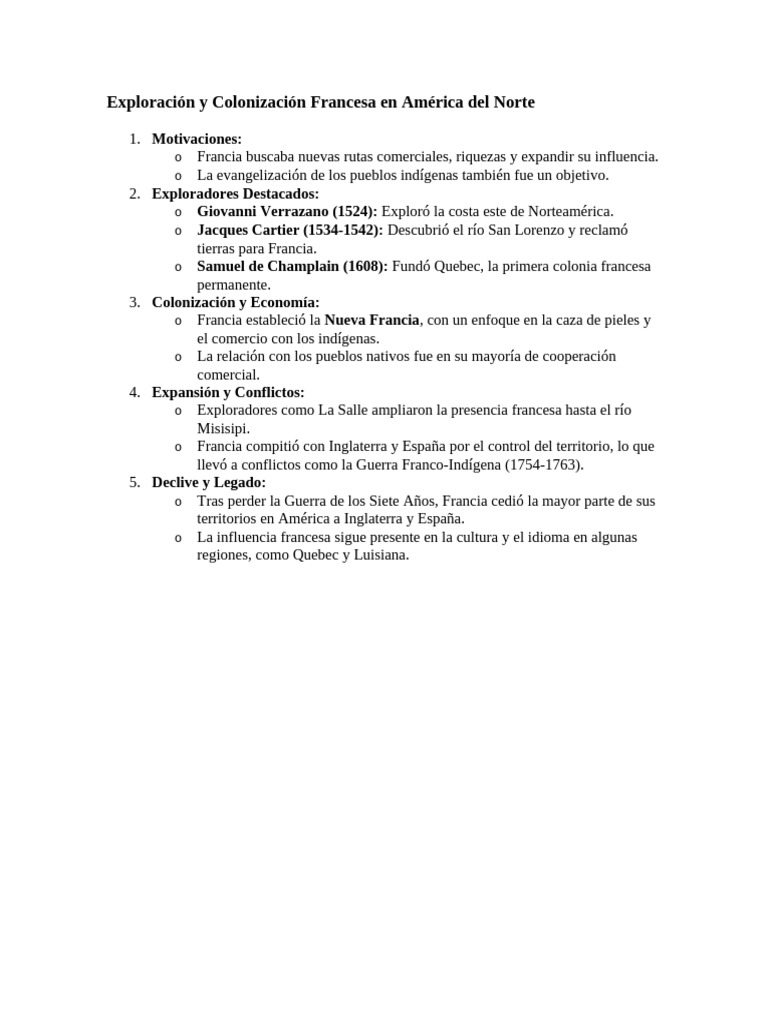 Exploración y Colonización Francesa en América Del Norte | PDF ...