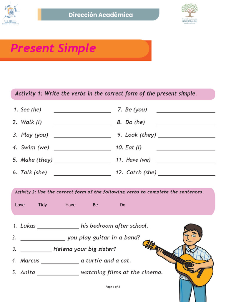 Present Simple Worksheet | PDF