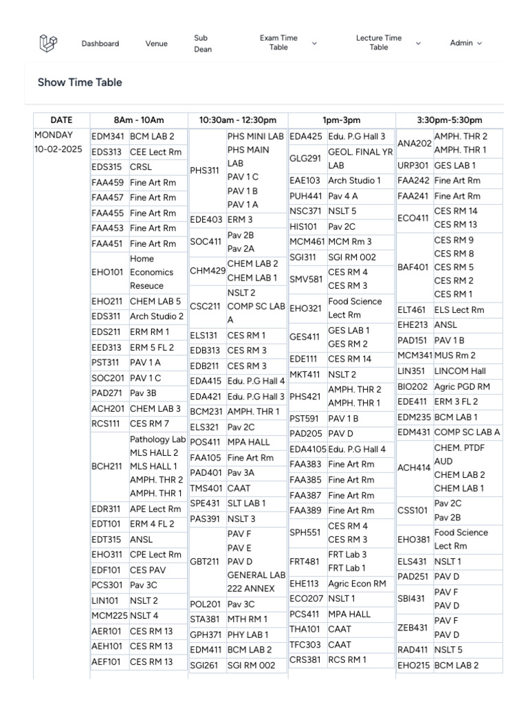 FIRST SEMESTER 2024_2025 CENTRAL EXAMINATION TIME TABLE | PDF