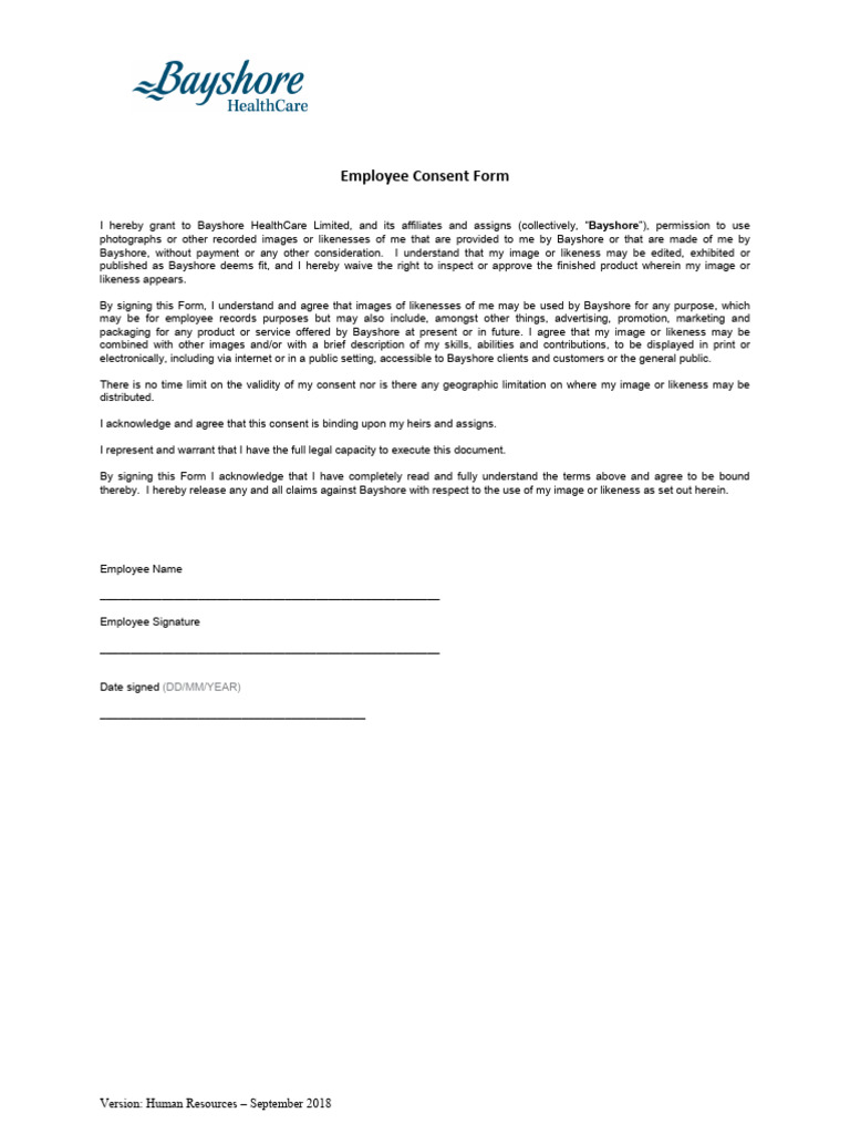 Bayshore - Photo Consent - Fillable | PDF