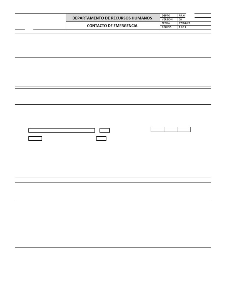 1. Formato de Contacto de Emergencia | PDF