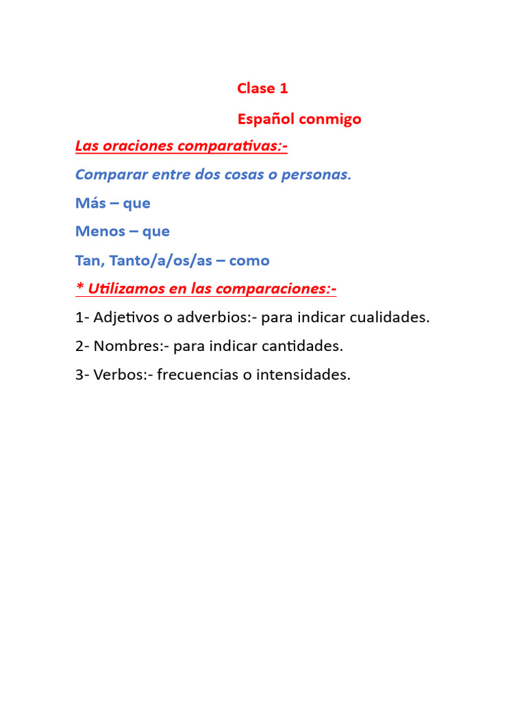 COMPARATIVOS | PDF | Tipología Lingüística | Gramática