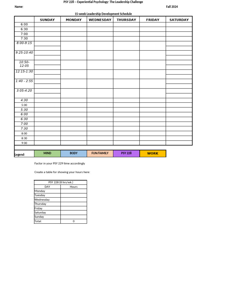 Leadership Development Schedule PSY 228 | PDF