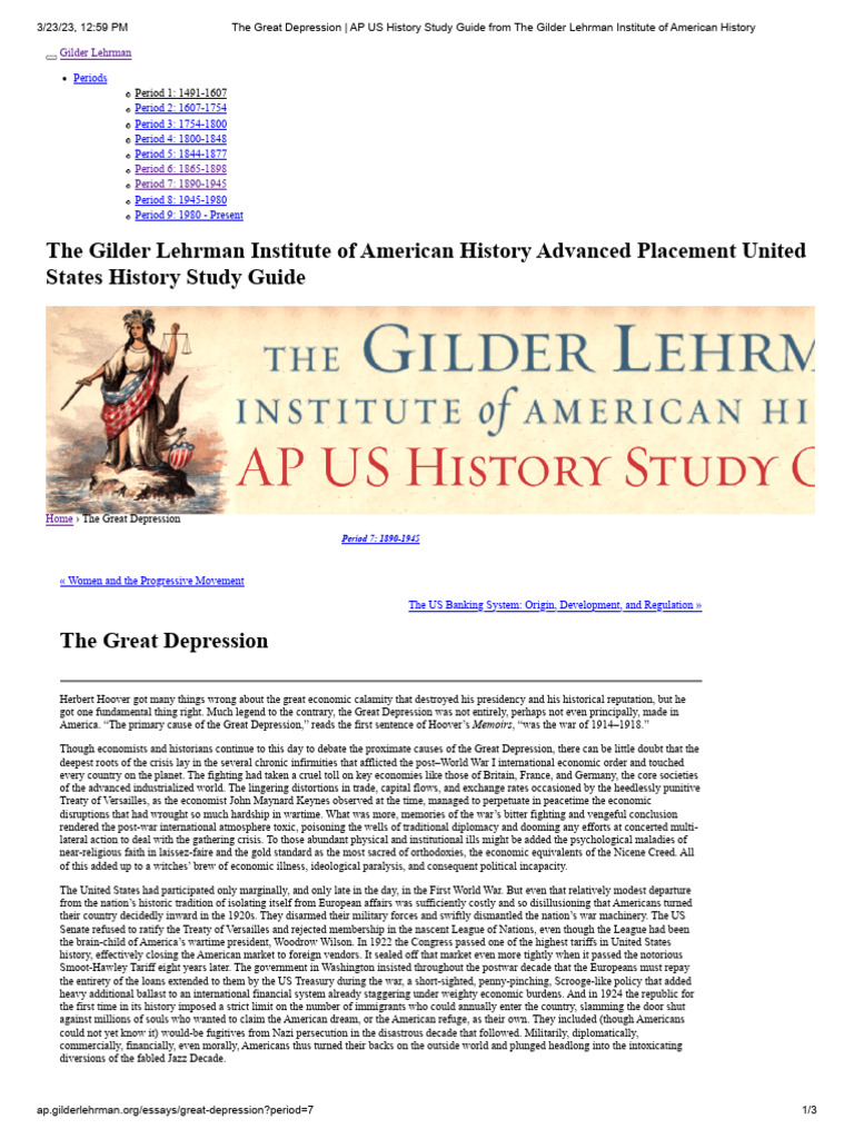 GL The Great Depression | PDF | Franklin D. Roosevelt | Great Depression