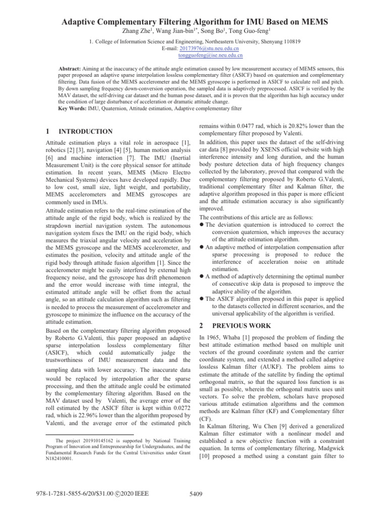 Adaptive_Complementary_Filtering_Algorithm_for_IMU_Based_on_MEMS | PDF | Inertial Navigation ...