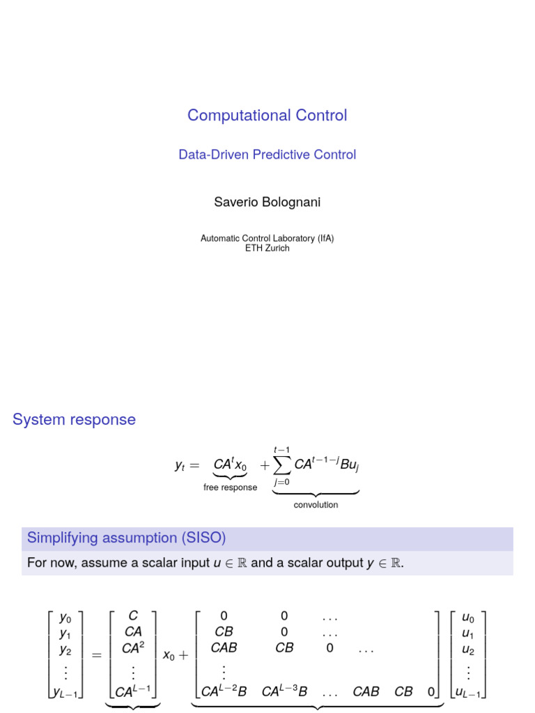 07 - Data-driven Predictive Control | PDF | Linear Subspace | Basis (Linear Algebra)
