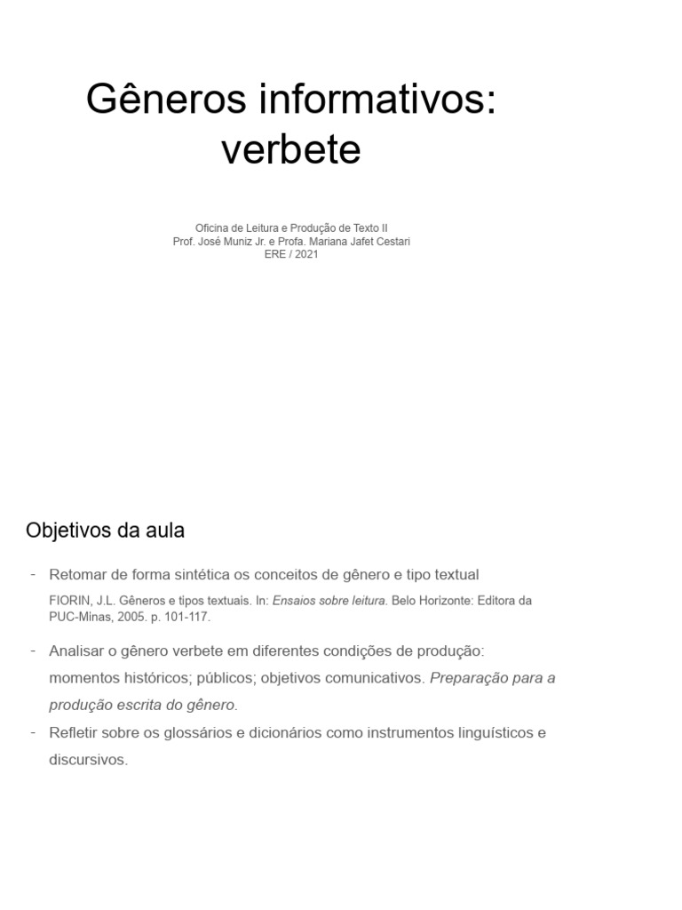 Genero Verbete | PDF | Linguística