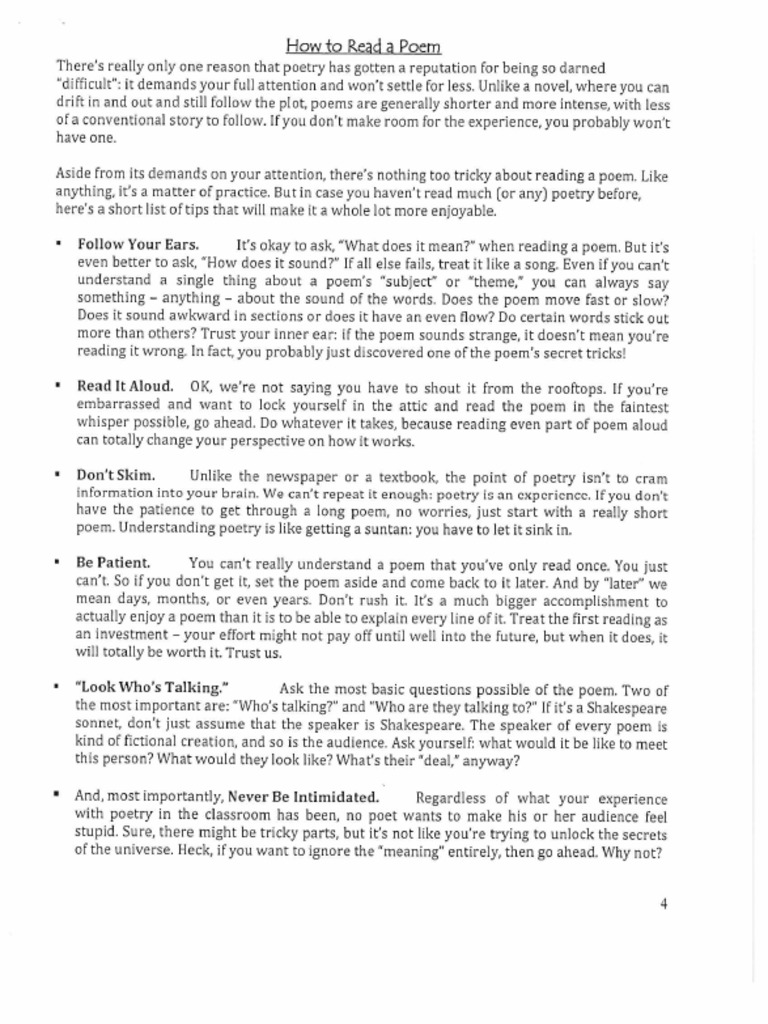 How To Read Poem | PDF
