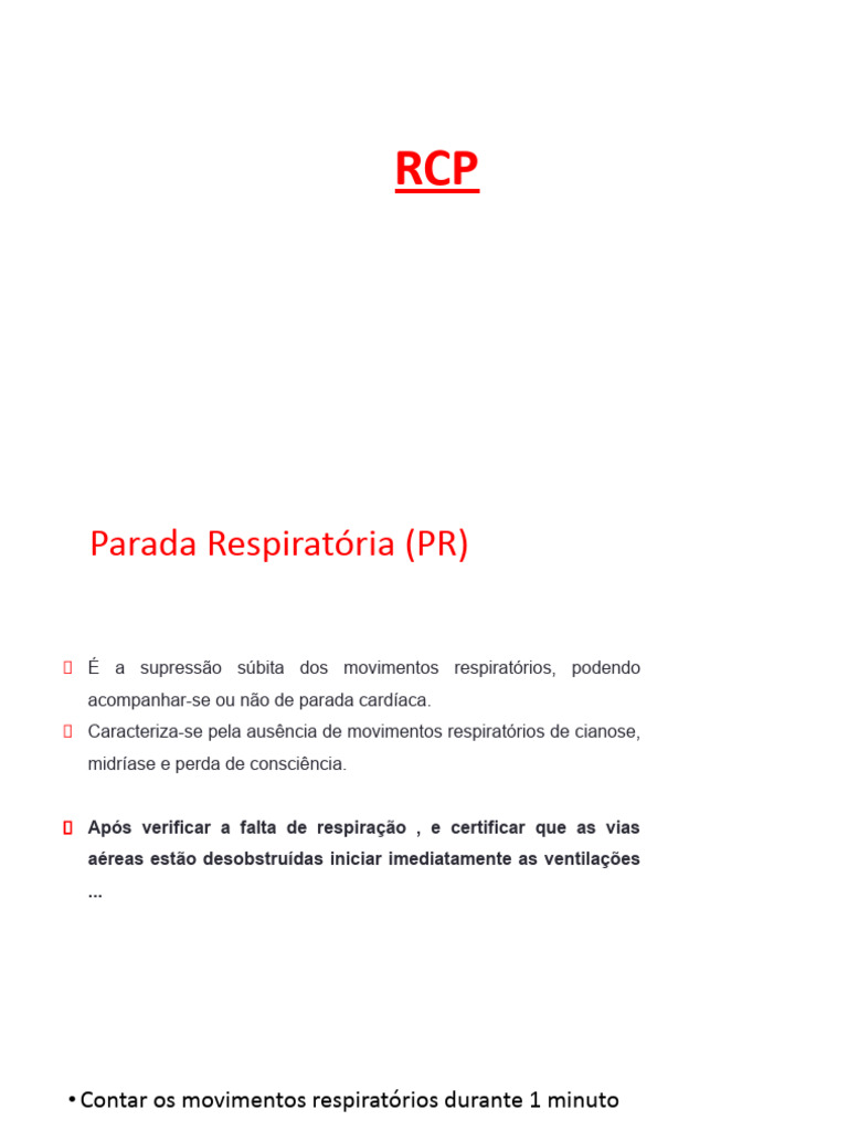 RCP: Procedimentos e Parâmetros Essenciais | PDF | Reanimação ...