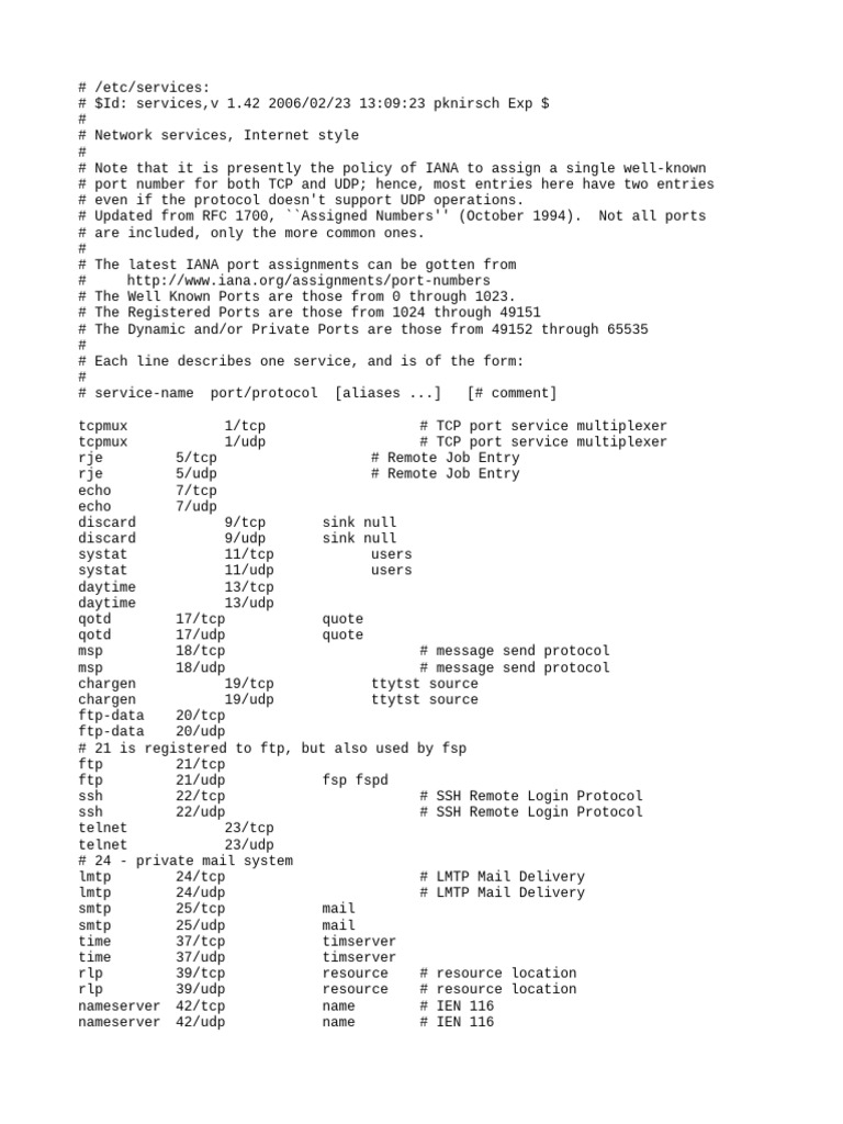 Services | PDF | Port (Computer Networking) | Internet Protocol Suite
