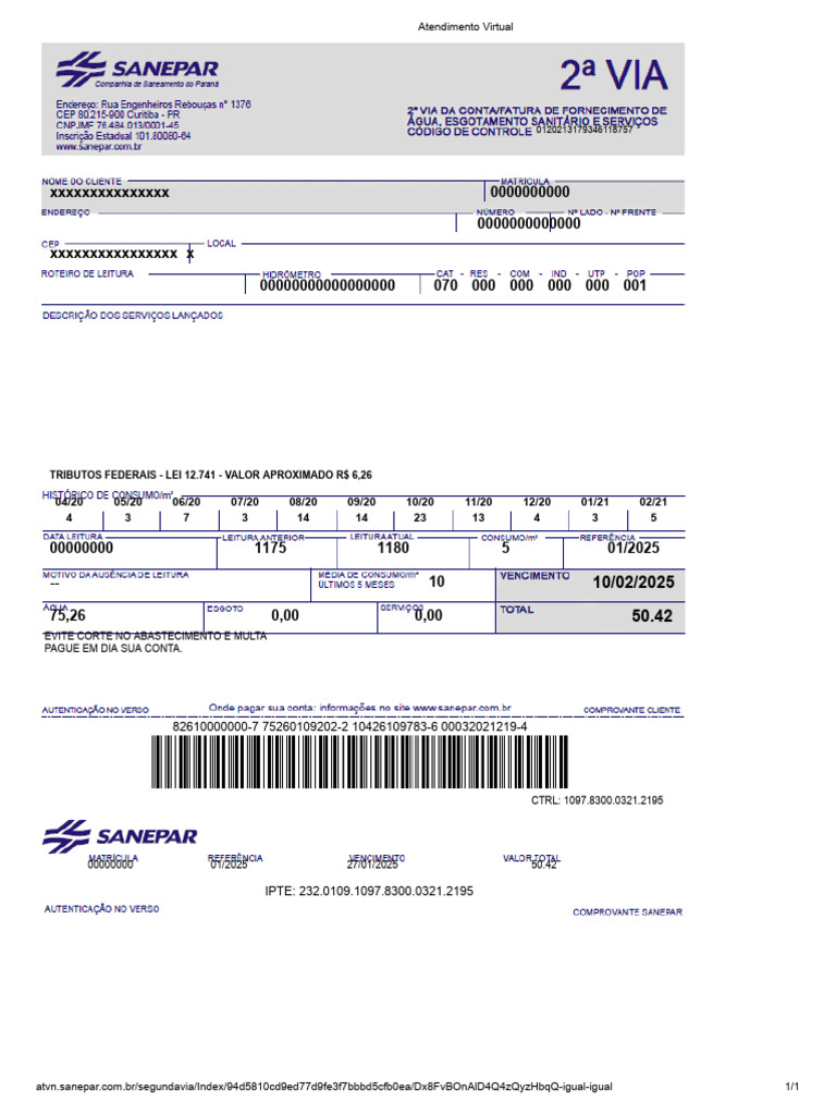 Fatura Sanepar | PDF