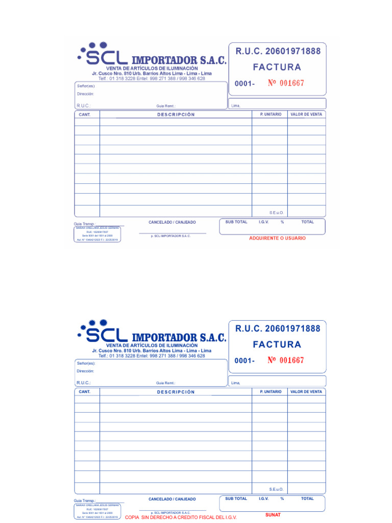 Factura de SCL | PDF