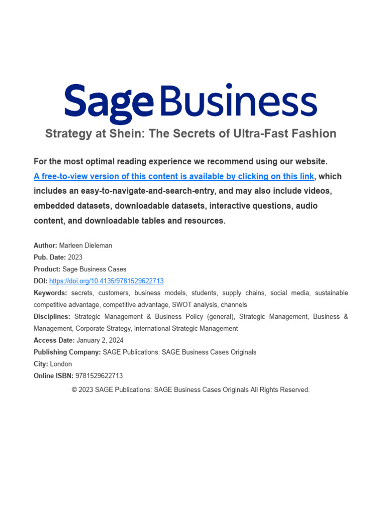 Shein's Ultra-Fast Fashion Strategy | PDF | Strategic Management | Business