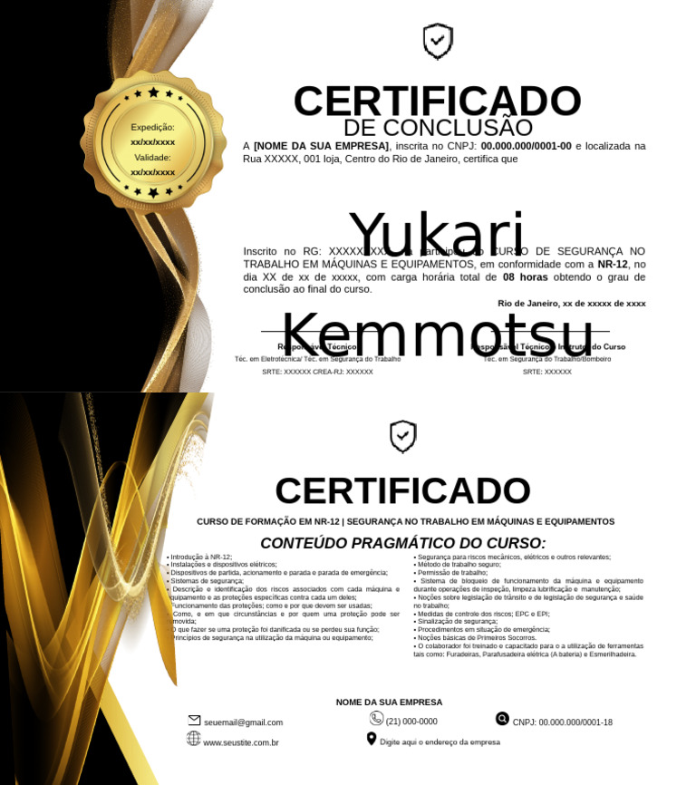 MODELO-DE-CERTIFICADO-DO-CURSO-DE-NR-12 | PDF