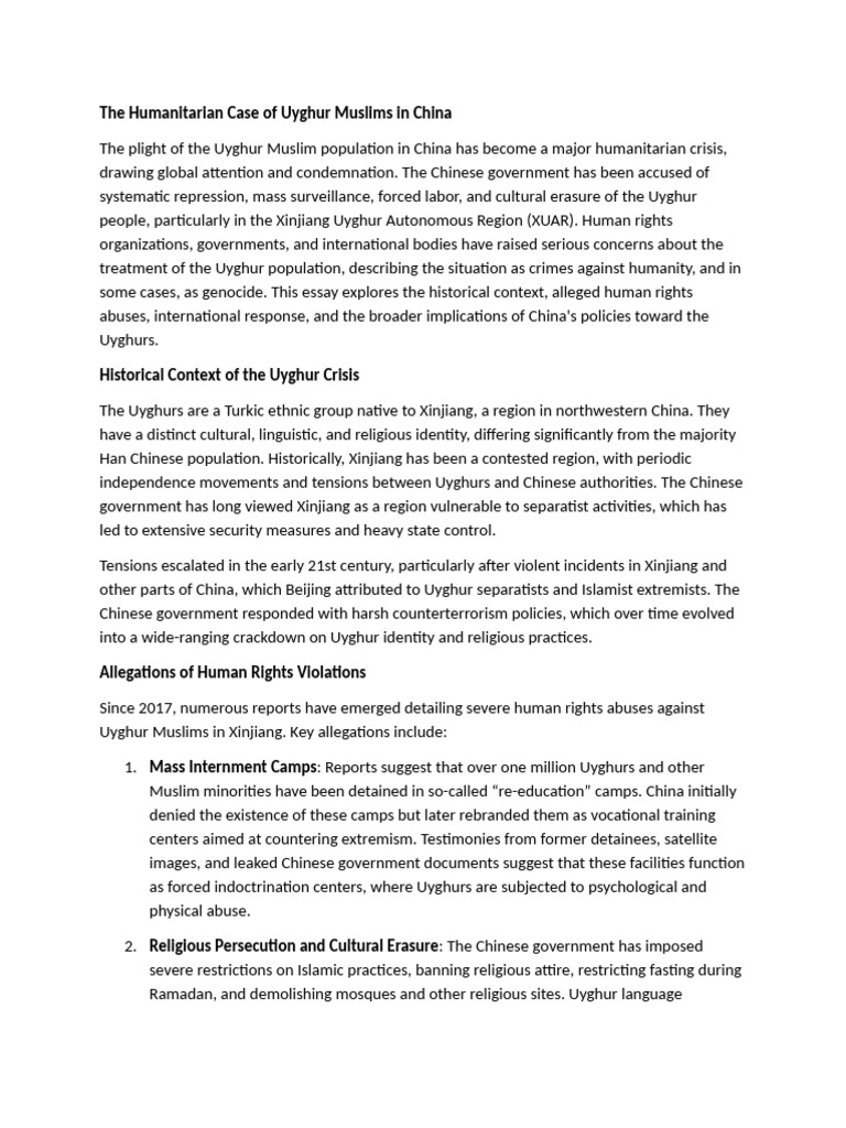 The Humanitarian Case of Uyghur Muslims in China | PDF | Justice | Crime & Violence