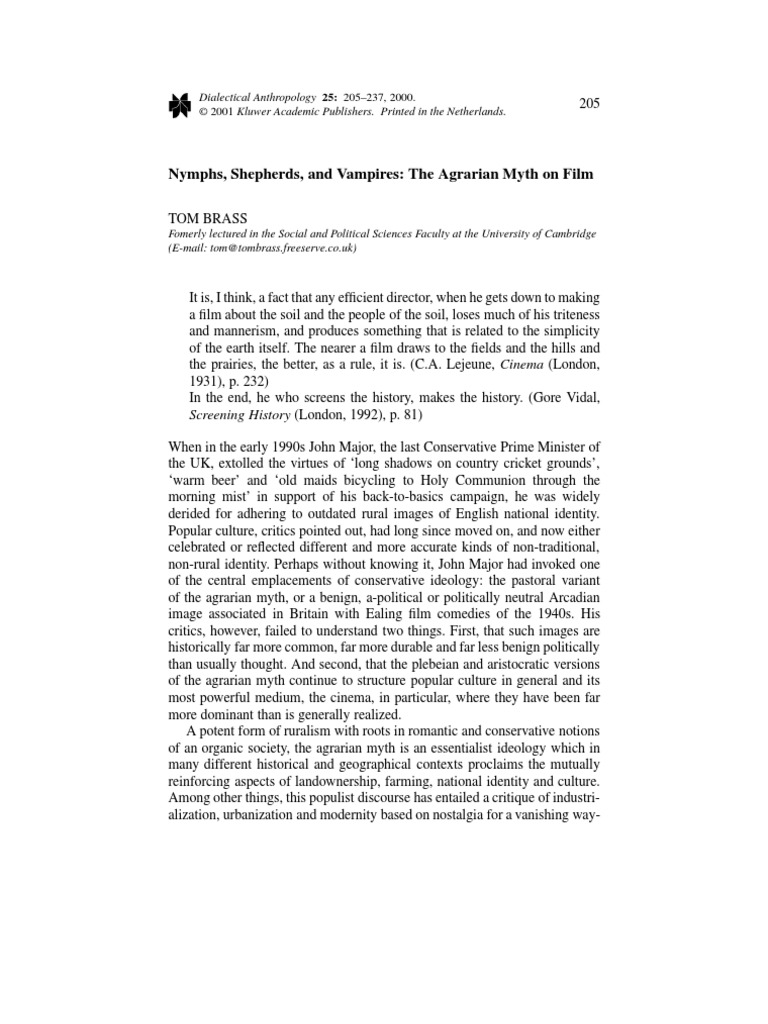 Nymphs, Shepherds and Vampires - The Agrarian Myth On Film (2000 ...