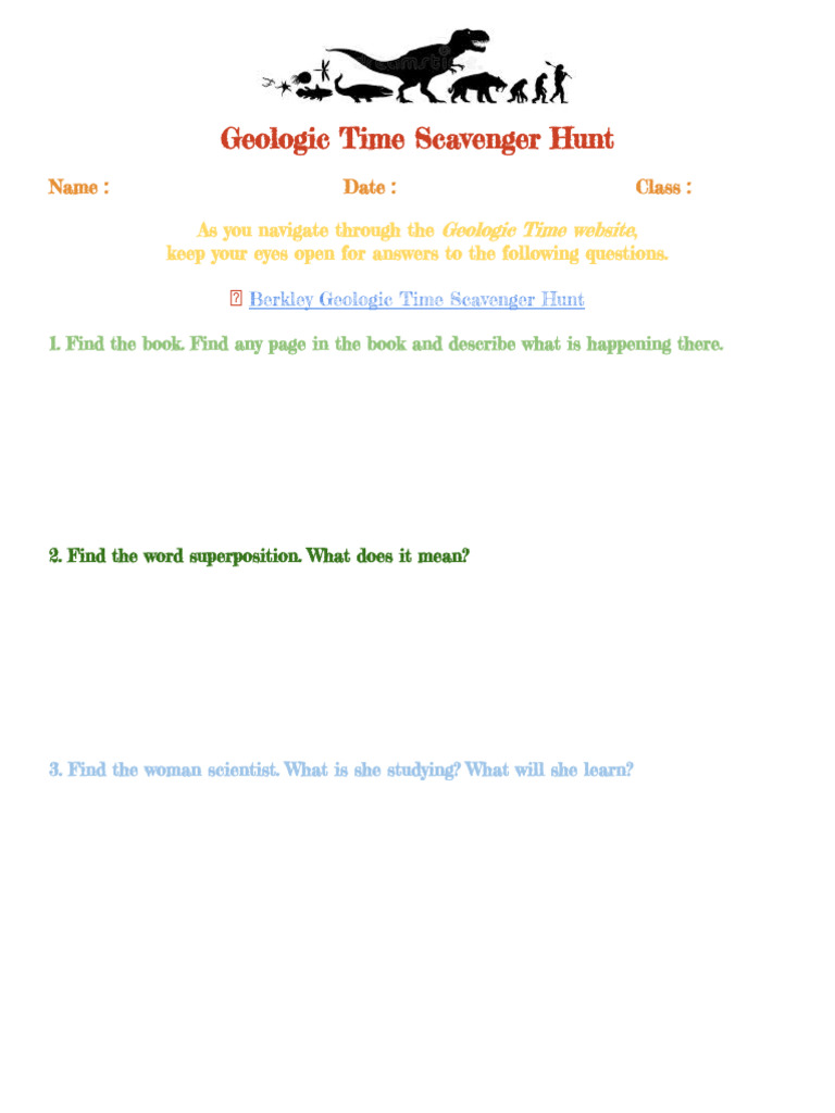 Geologic Time Scale Scavenger Hunt | PDF