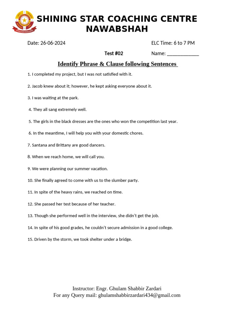 Elc Batch 06 Test 02 | PDF