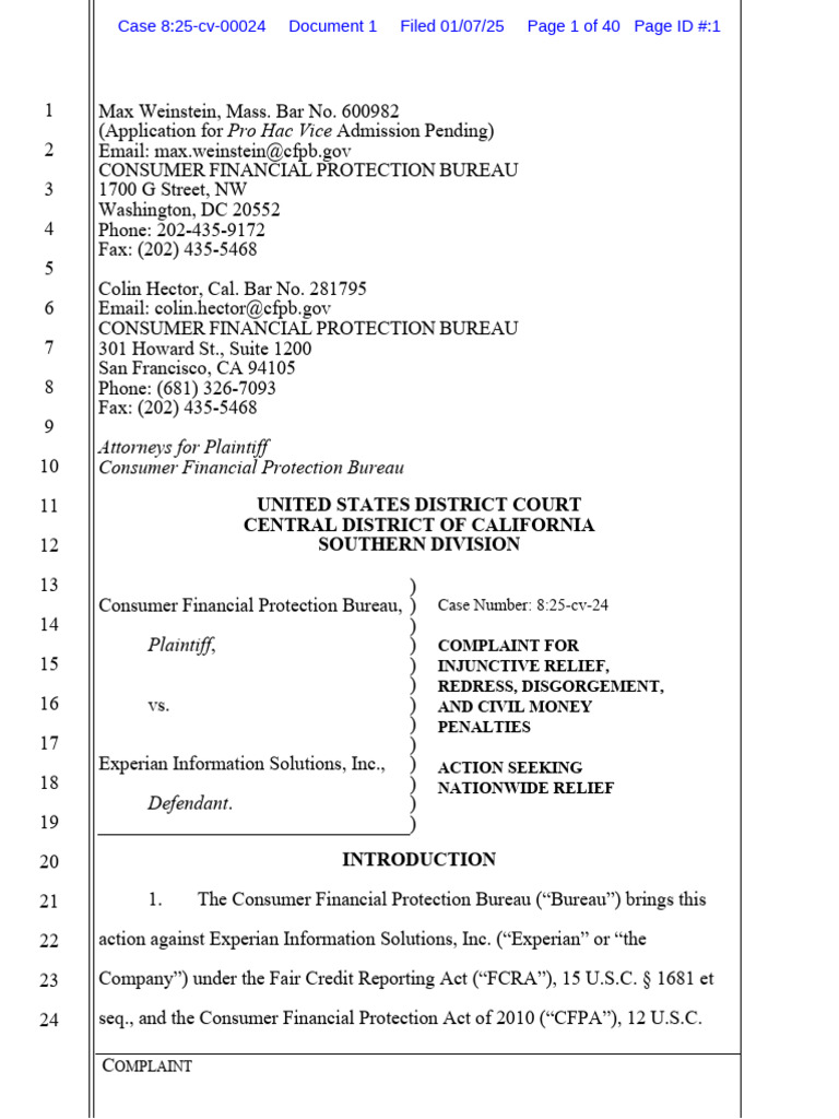 CFPB Complaint Against Experian | PDF | Justice | Crime & Violence