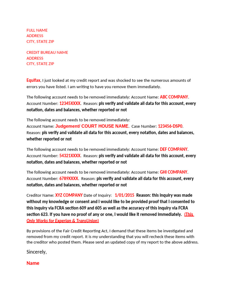 Letters - Section 609 Round 1 | PDF | Notary Public | Credit History