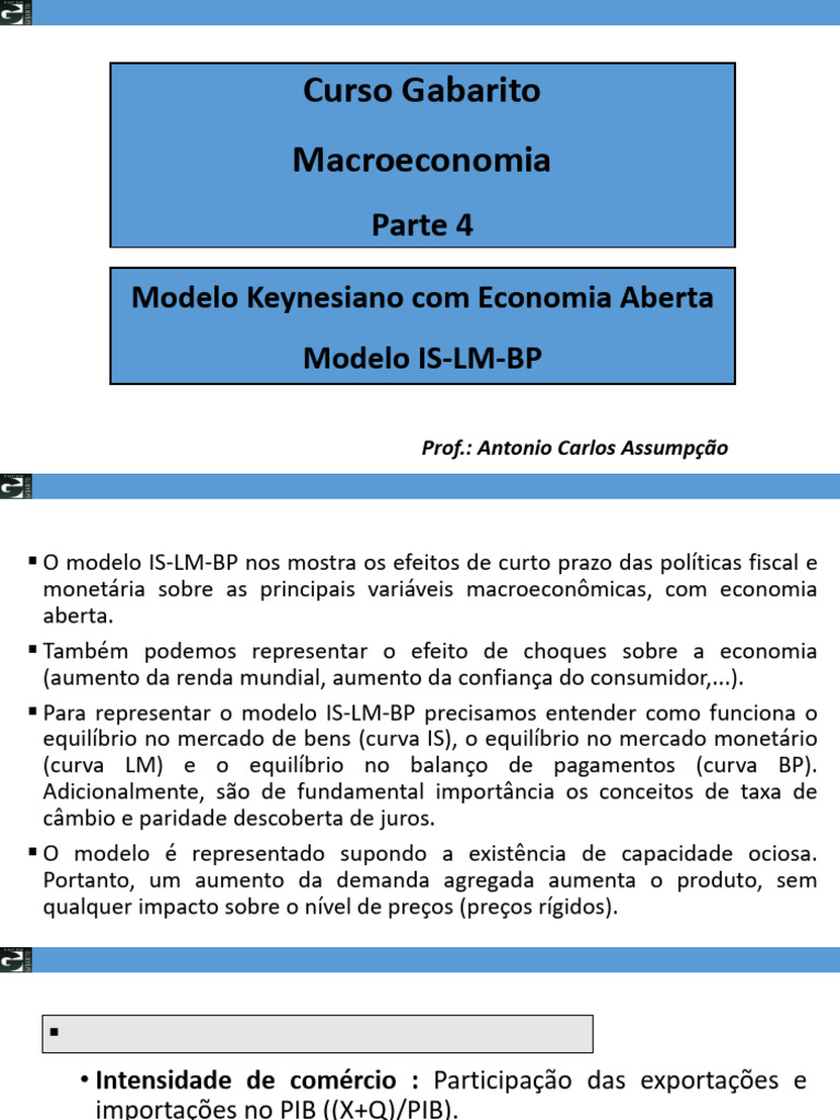 Modelo Keynesiano Is LM BP | PDF | Taxa de câmbio | Macroeconomia