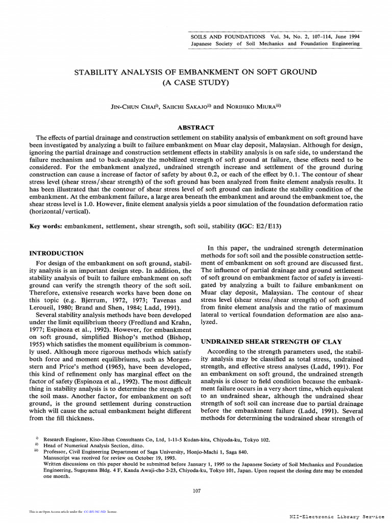 Stability Analysis of Embankment On Soft Ground | PDF | Strength Of ...