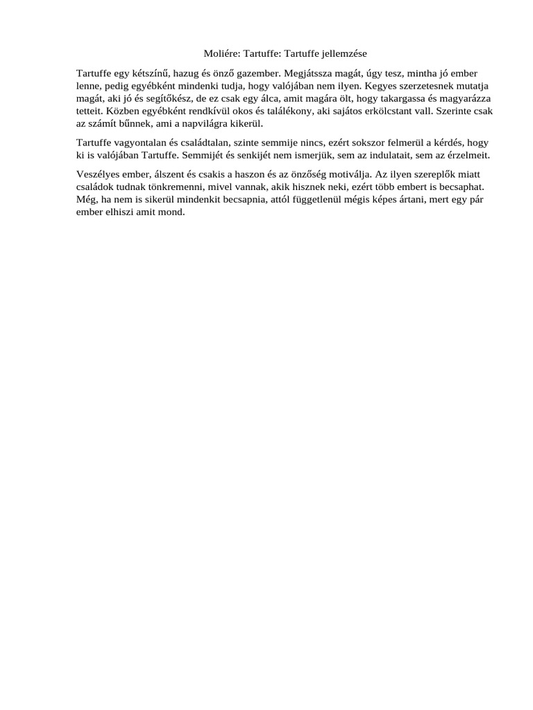 Tartuffe Jellemzése | PDF