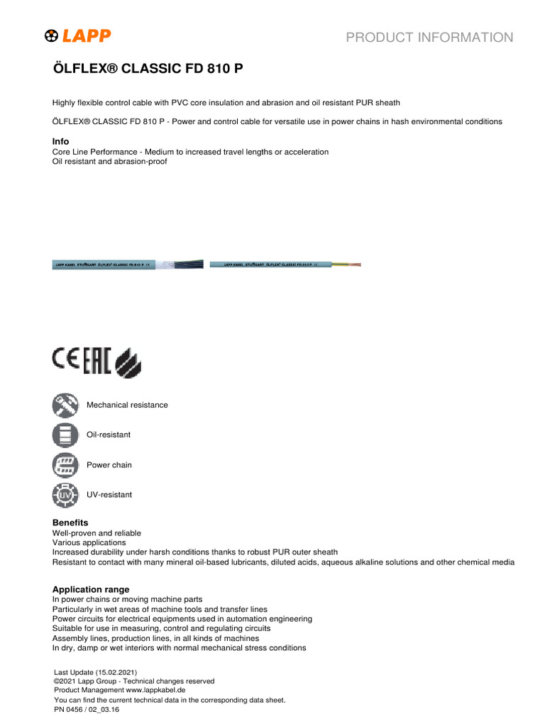 Olflex Switch Cable LAPP0026300-EN | PDF | Wire | Electricity