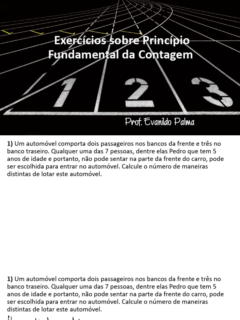 Exercícios Sobre Princípio Fundamental Da Contagem e Permutação | PDF ...